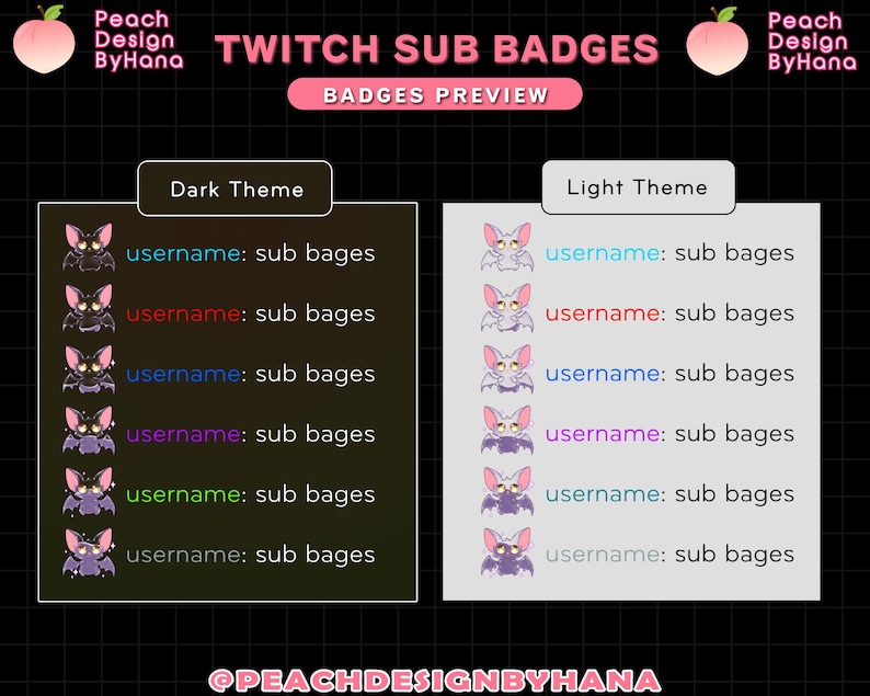 8x Liquid Cute Bat Sub Badges for Twitch, Youtube, Discord - Donated ...
