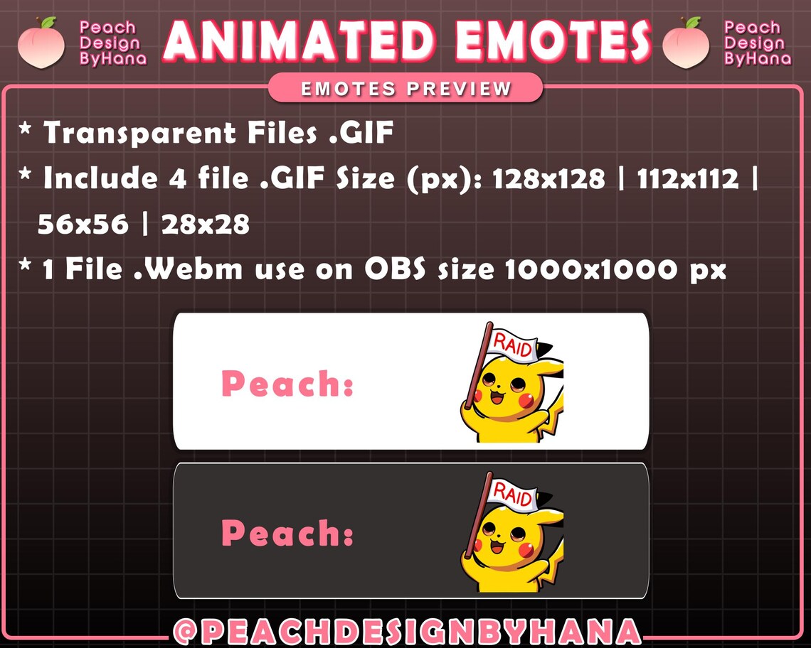 Animated Pikachu Raid Emote for Twitch, Youtube, Discord - Raid Flag ...