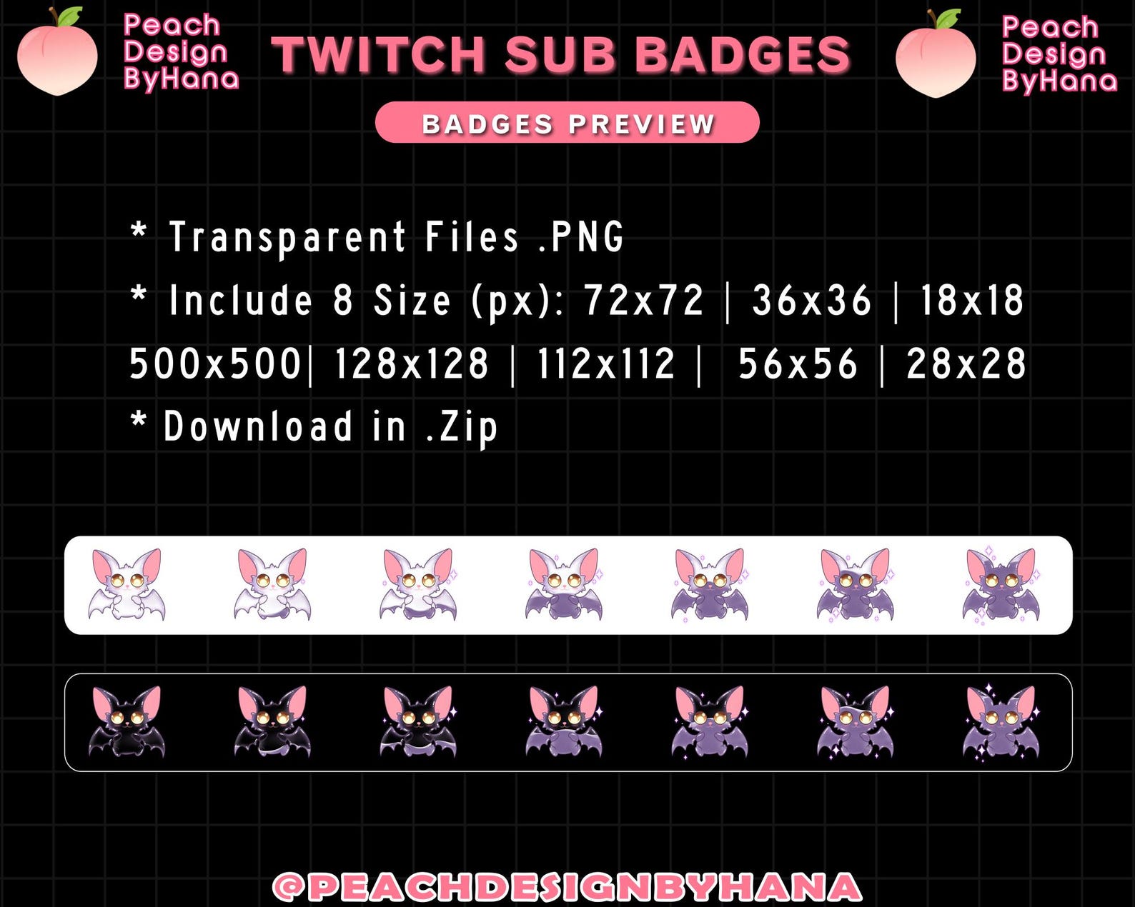 8x Liquid Cute Bat Sub Badges for Twitch, Youtube, Discord - Donated ...