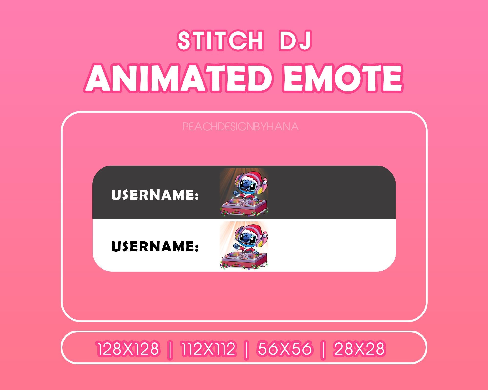 Animated Noel Stitch DJ Emote for Twitch, Youtube, Discord - Music ...