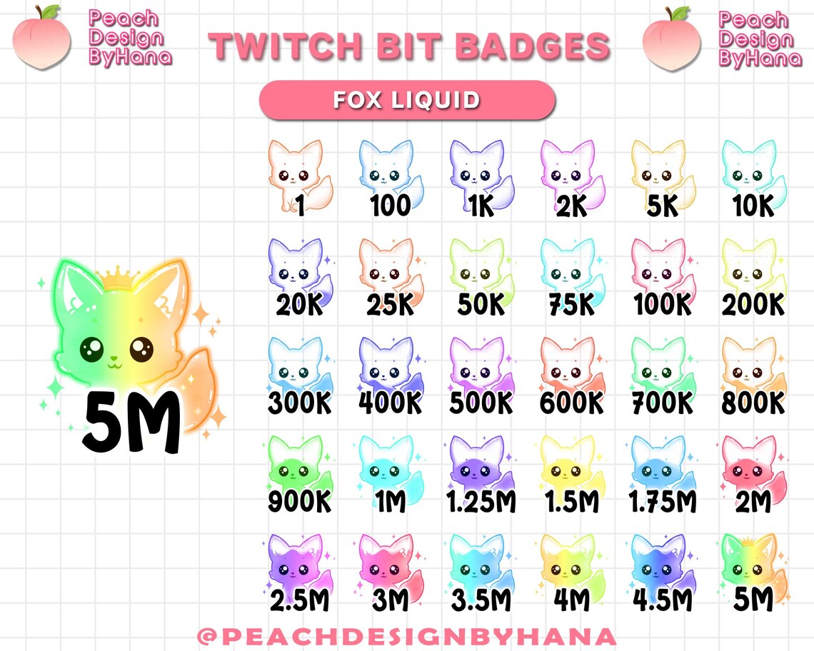 30x Liquid Fire Fox Bit Badges for Twitch, Youtube, Discord - Donated ...