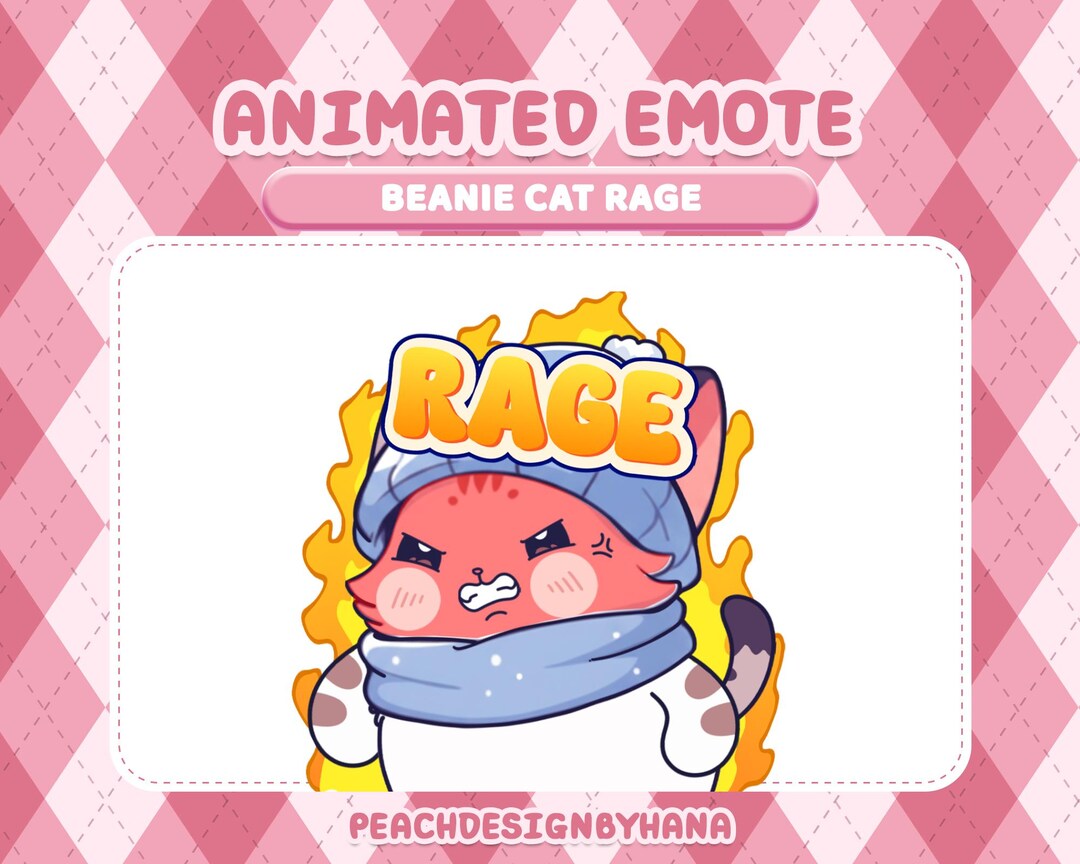 Animated Emote for Twitch, Discord: Beanie Cat Rage Emoji - Etsy UK