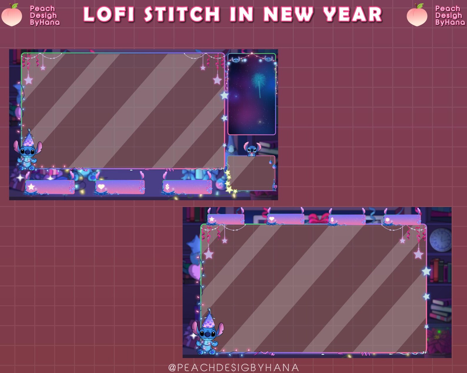Animated Twitch Overlay Lofi Stitch in New Year’s Eve - New Year Stream ...