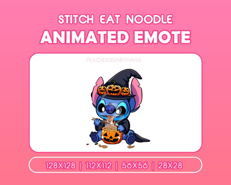 Animated Stitch Eat Noodle Emote for Twitch, Youtube, Discord Stitch ...