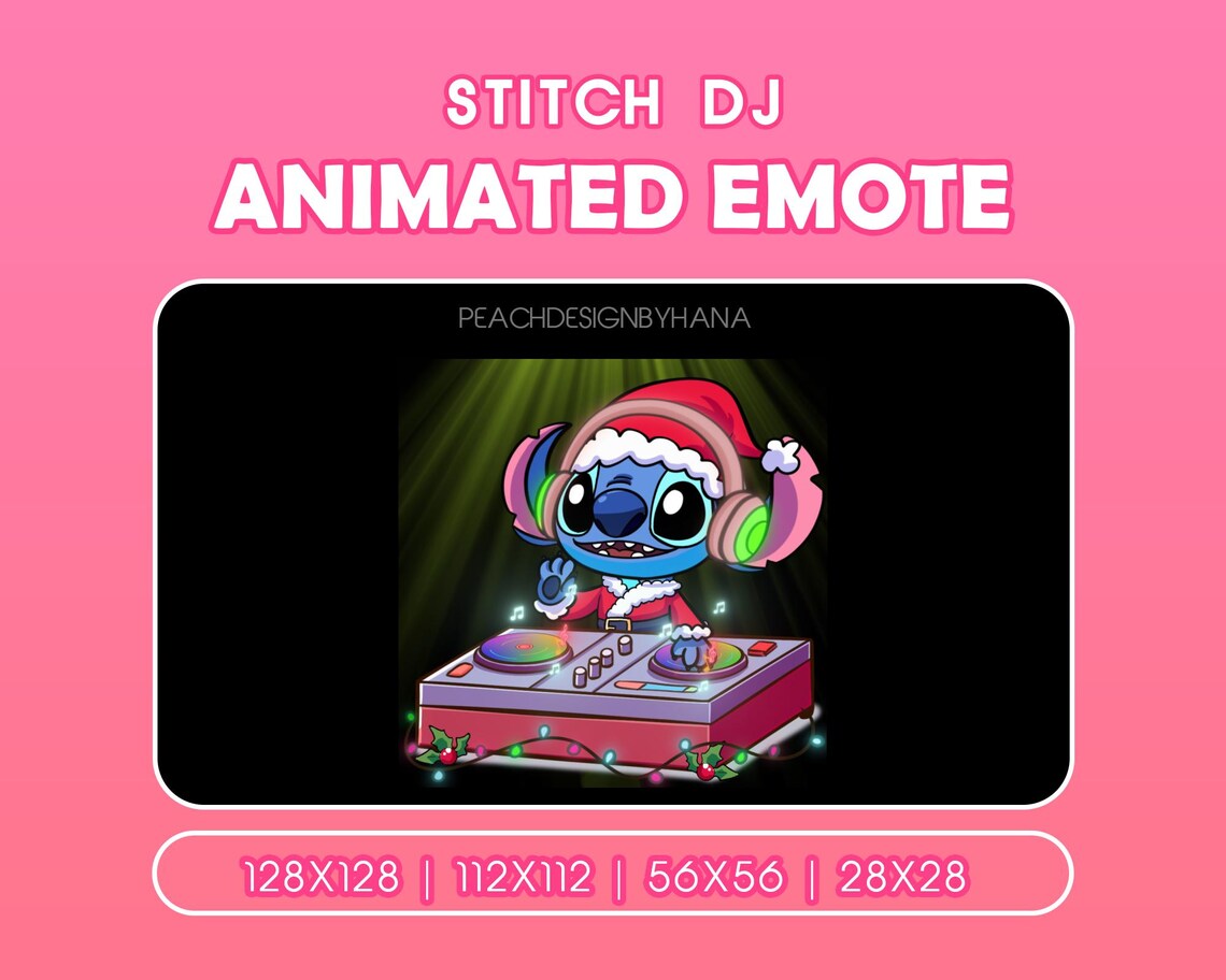 Animated Noel Stitch DJ Emote for Twitch, Youtube, Discord - Music ...