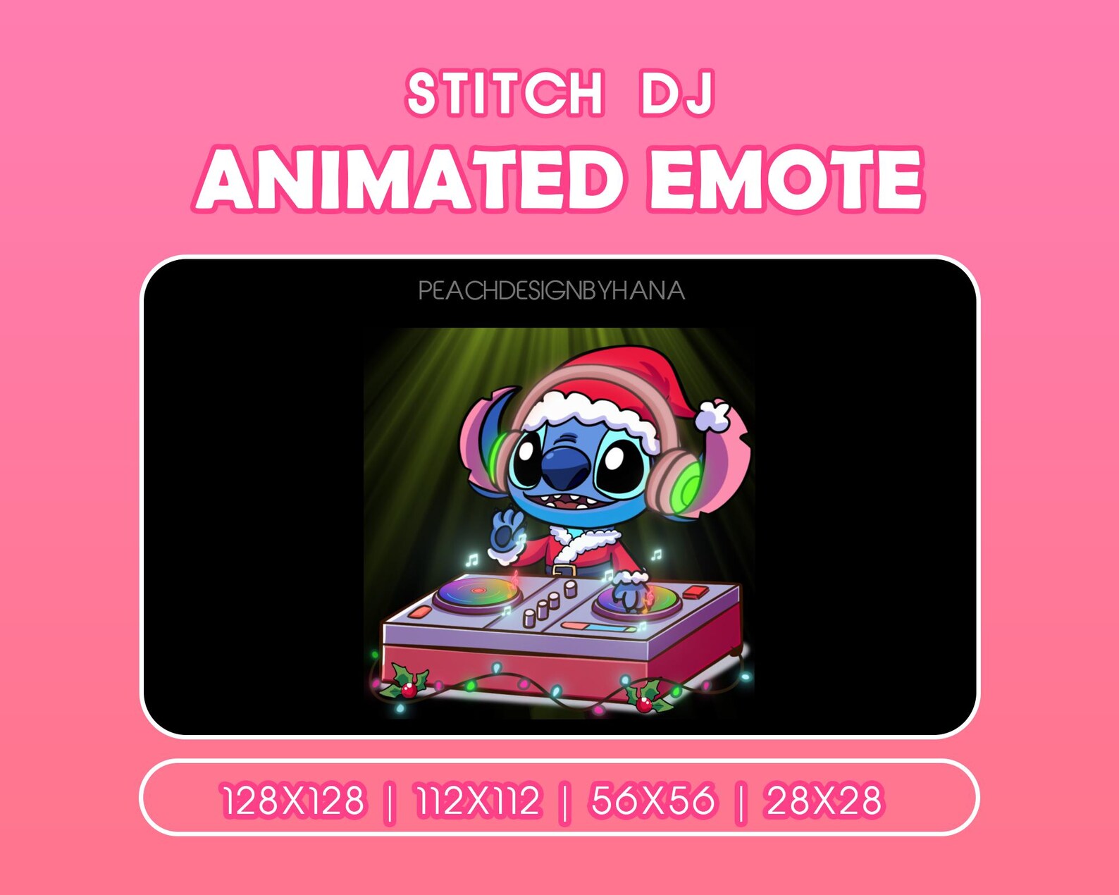 Animated Noel Stitch DJ Emote for Twitch, Youtube, Discord - Music ...