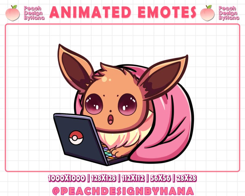 Animated Eevee Types Laptop Emote for Twitch, Youtube, Discord, Eevee ...