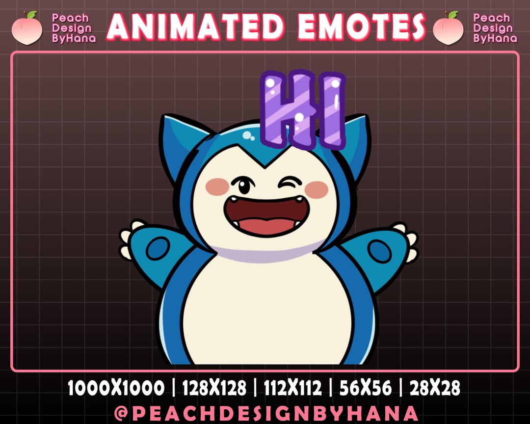 Animated Snorlax Hello Emote for Twitch, Youtube, Discord, Funny Emote ...