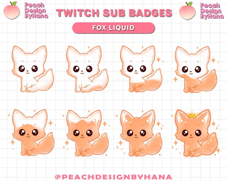 8x Liquid Fire Fox Sub Badges for Twitch, Youtube, Discord - Donated Badges for Stream - Cute ...