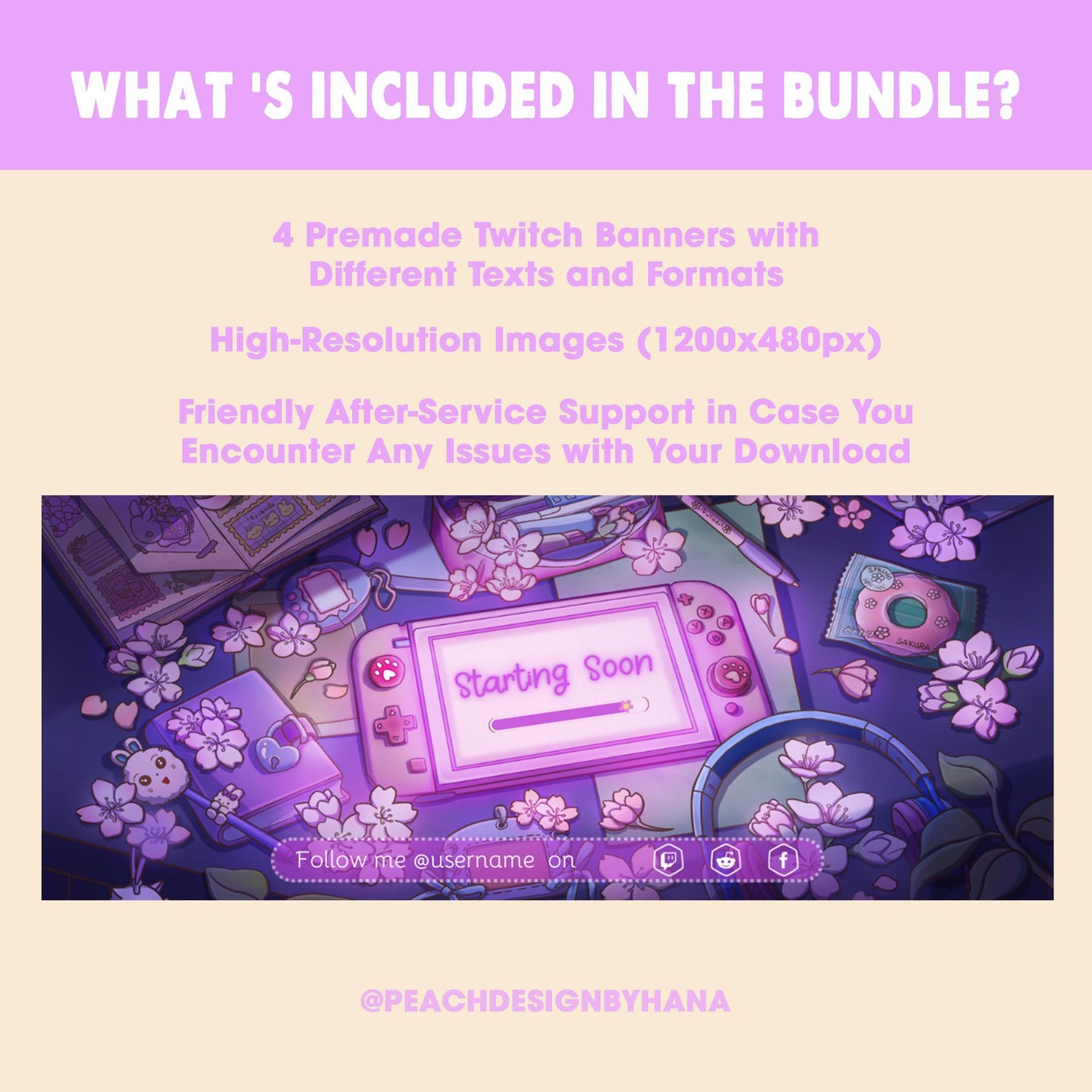 Twitch Banner Template | Lo-fi Gaming Controller With Sakura | Pink ...