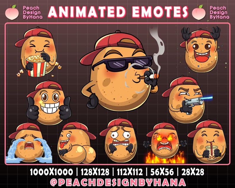 Animated Potato Emotes for Twitch, Youtube and Discord | Funny Mega ...