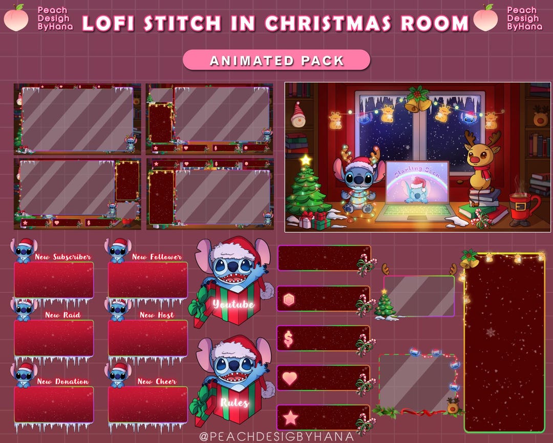 Animated Twitch Overlay Lofi Stitch in Christmas Room - Winter Stream ...