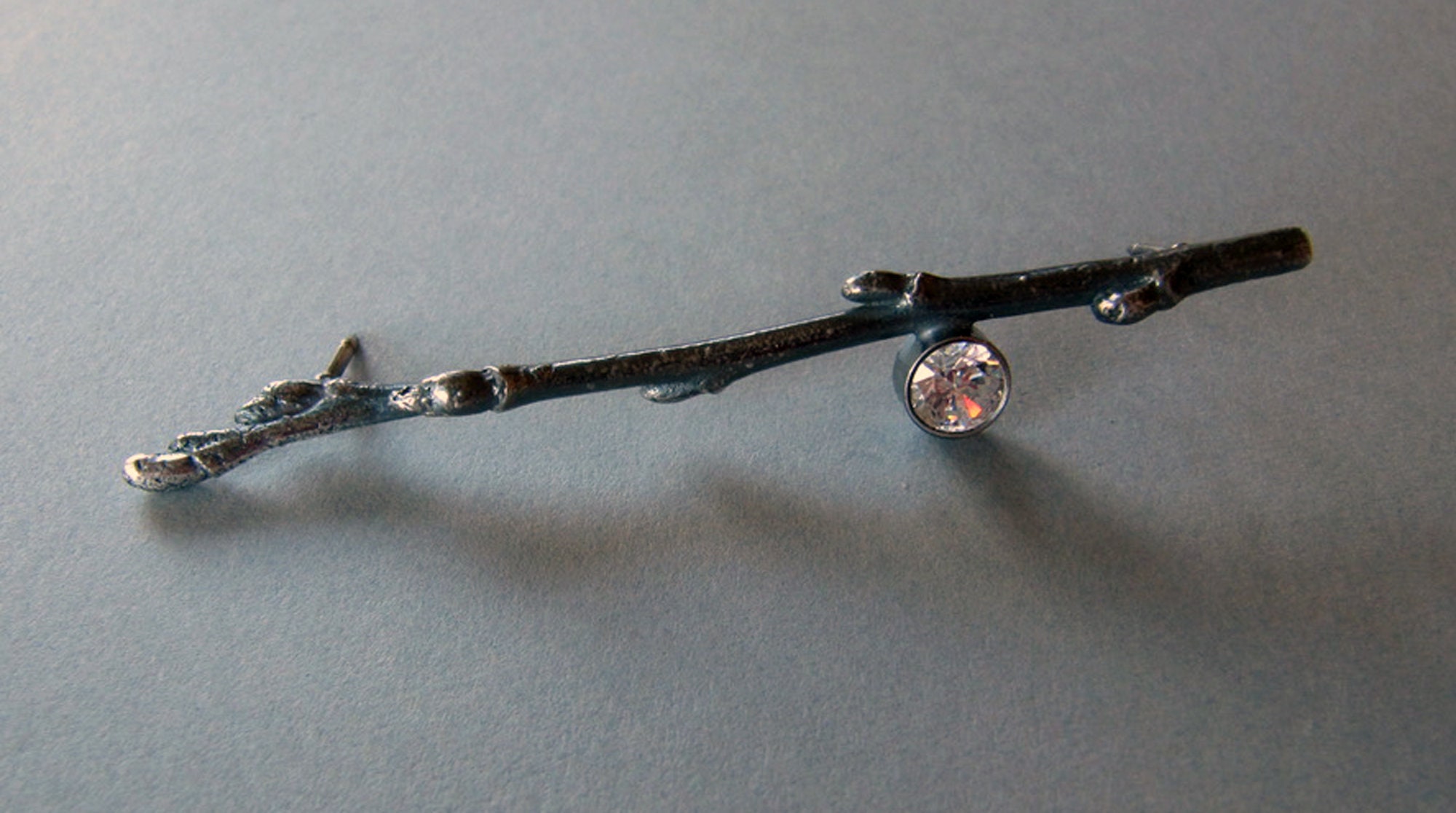Twig and Gemstone Pins in Sterling Silver - Etsy