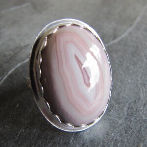 Pink Agate Ring With Textured Band Size 8 1/4 - Etsy