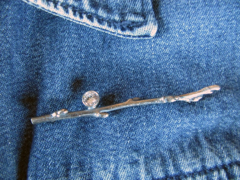 Twig and Gemstone Pins in Sterling Silver - Etsy