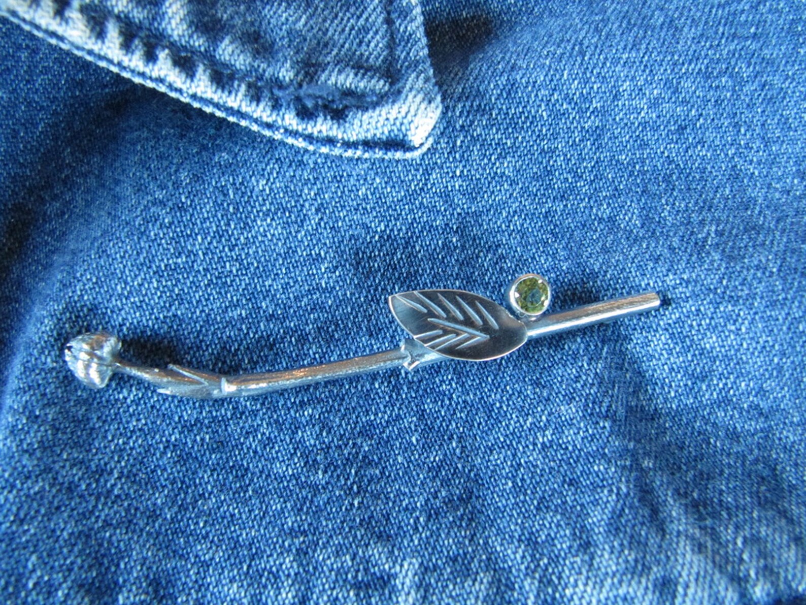 Twig and Gemstone Pins in Sterling Silver - Etsy