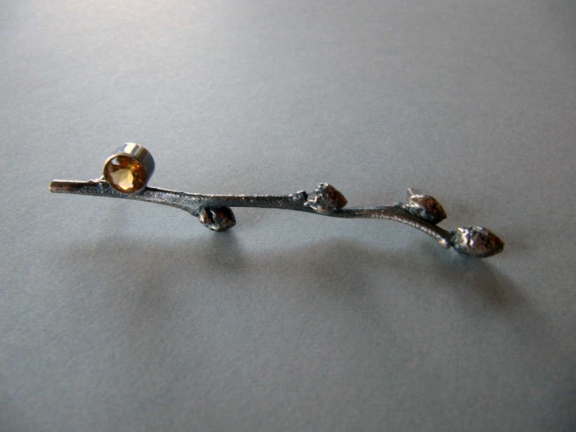 Twig and Gemstone Pins in Sterling Silver - Etsy