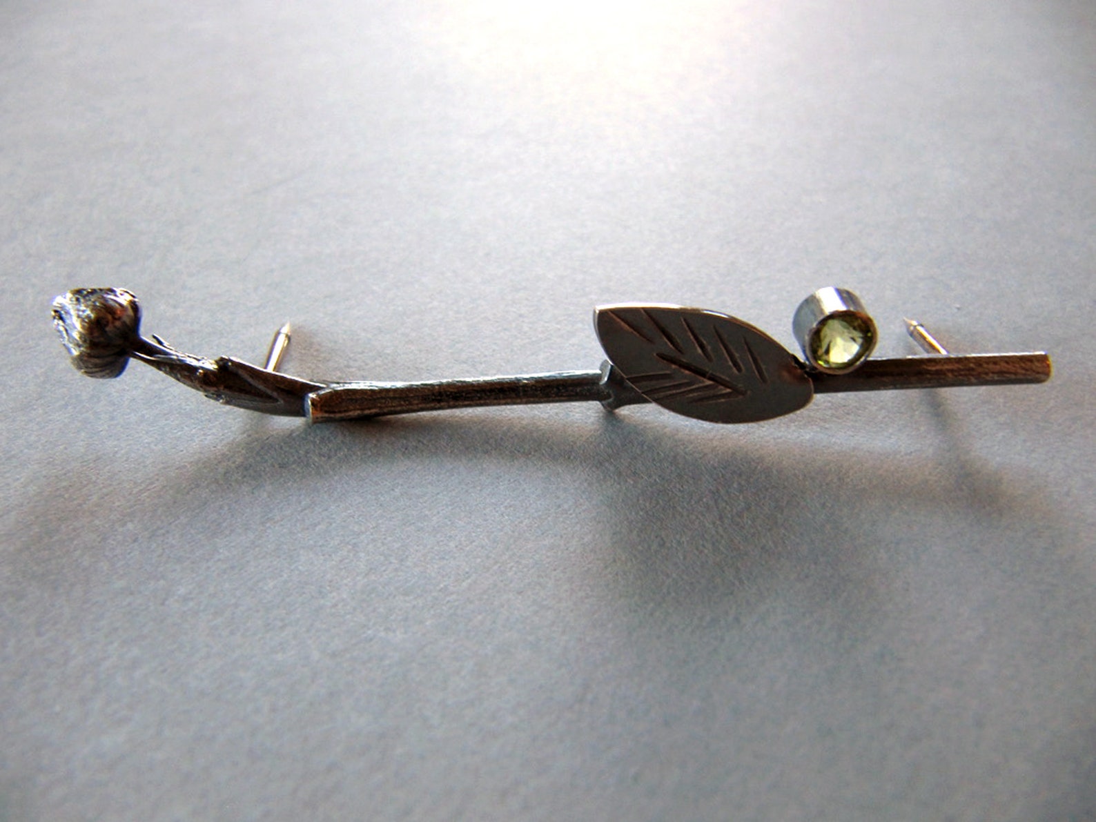 Twig and Gemstone Pins in Sterling Silver - Etsy