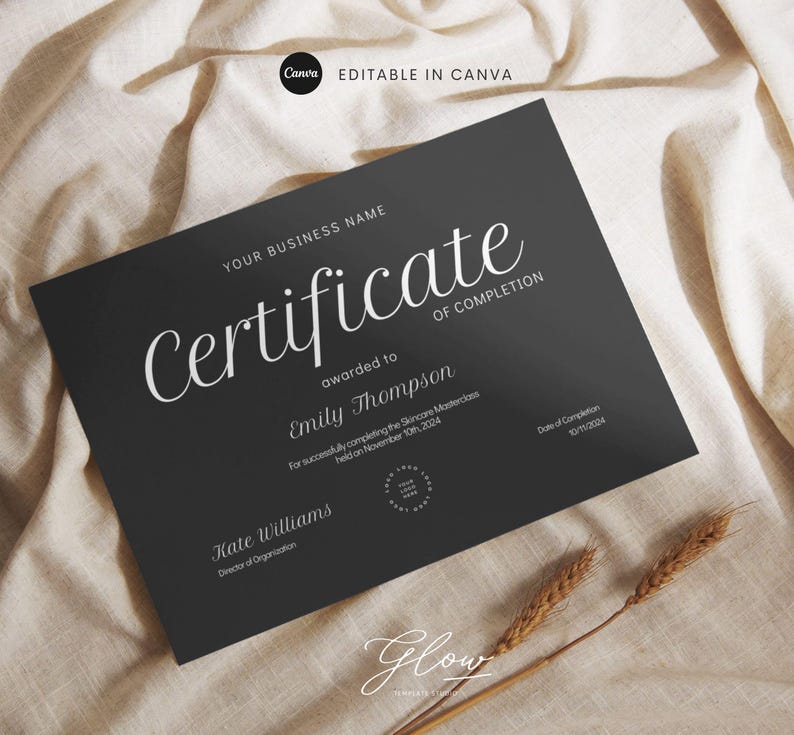 Certificate of Completion Template, Printable Course Certificate of ...