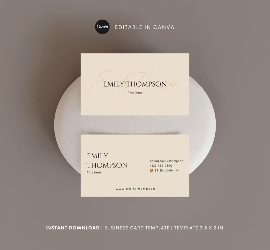 Minimalist Business Card, Business Card Template, Printable Business ...