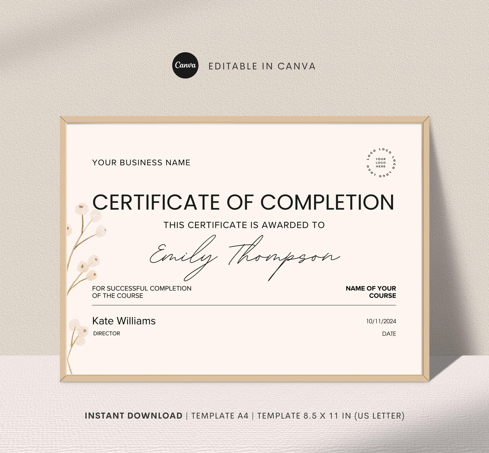 Printable Course Certificate of Completion, Printable Brow Artist ...