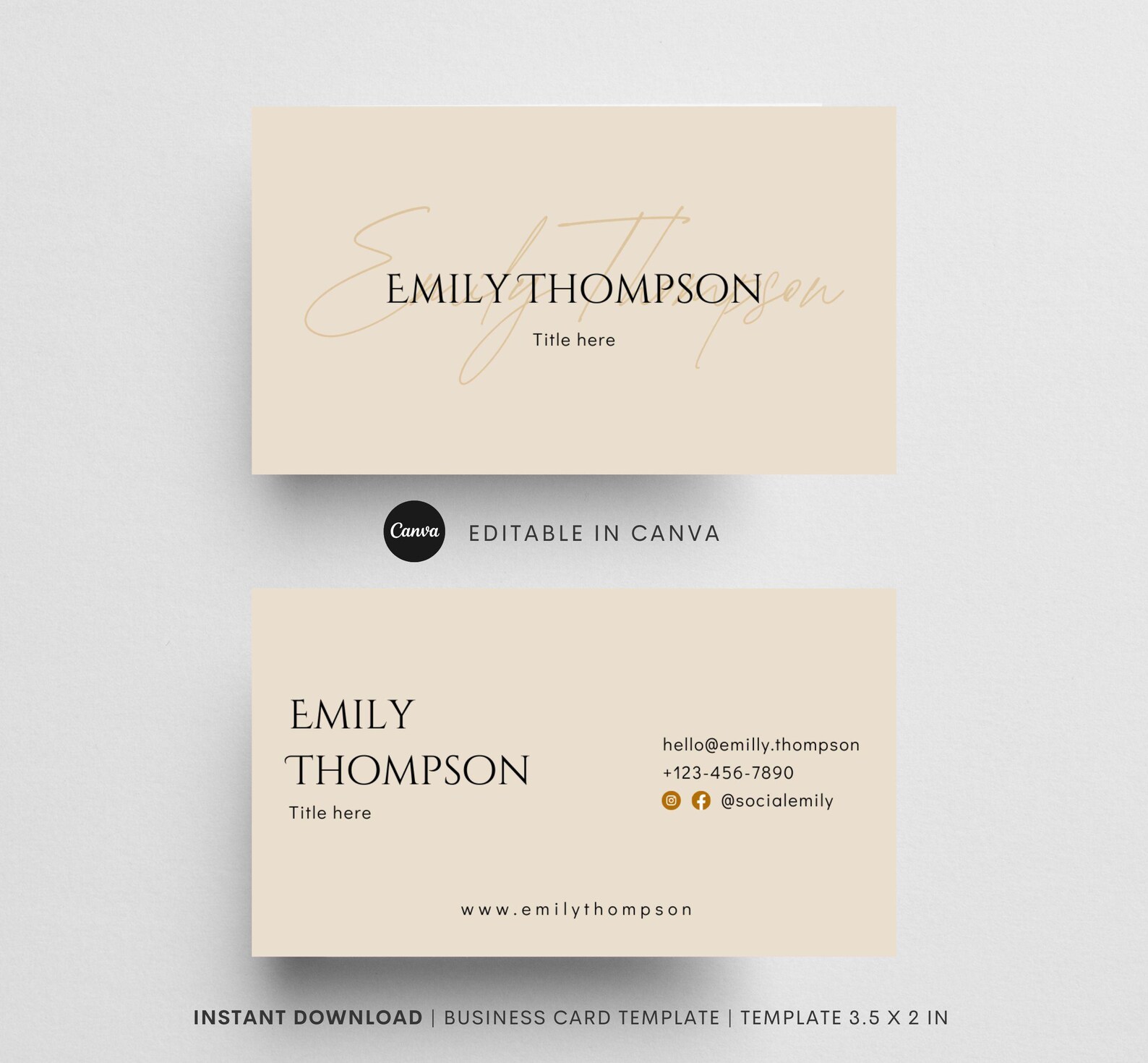 Minimalist Business Card, Business Card Template, Printable Business ...