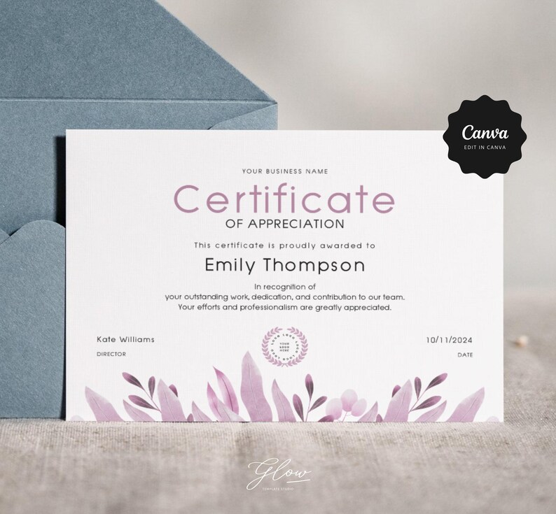 Certificate of Appreciation Template, Editable Certificate Template ...