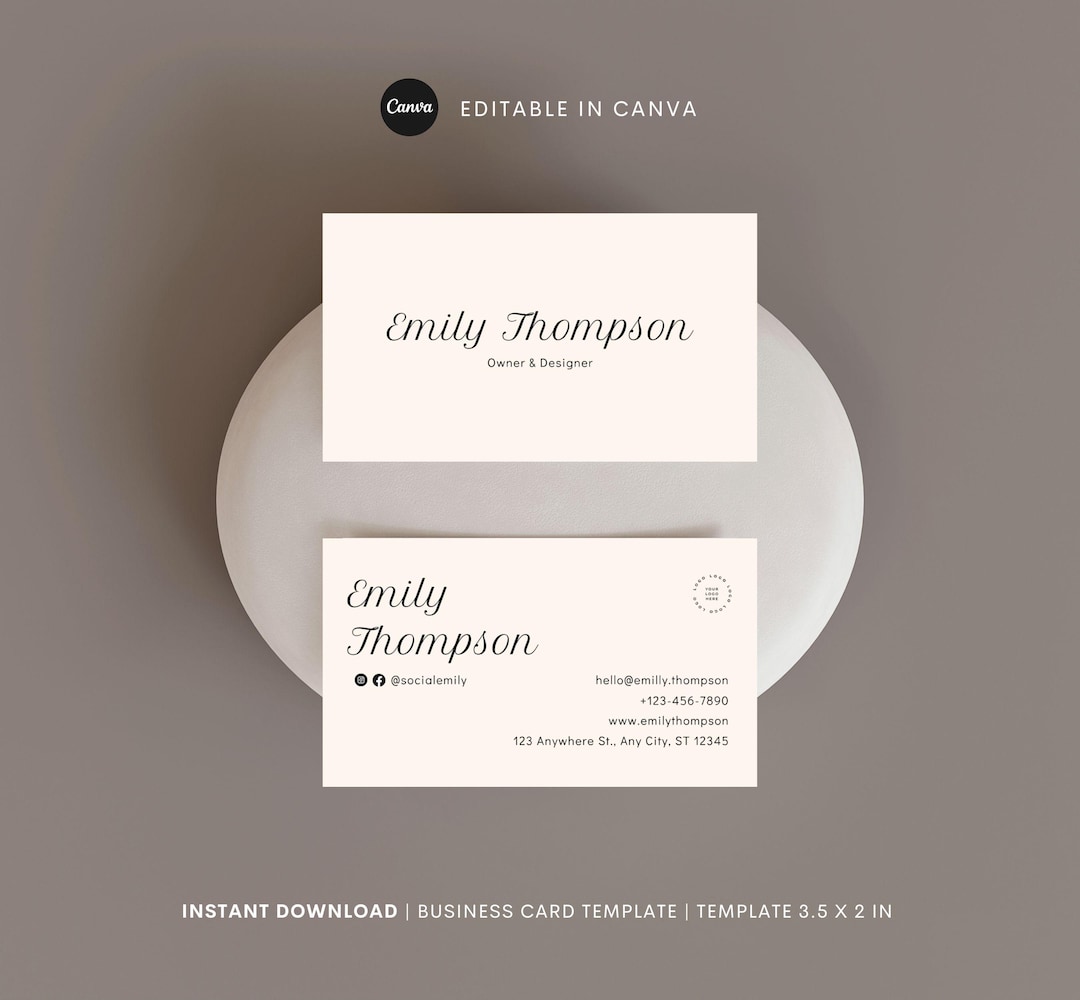 Minimalist Business Card, Business Card Template, Printable Business ...