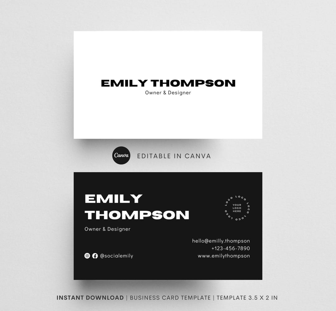 Modern Business Card, Business Card Template, Printable Business Card ...
