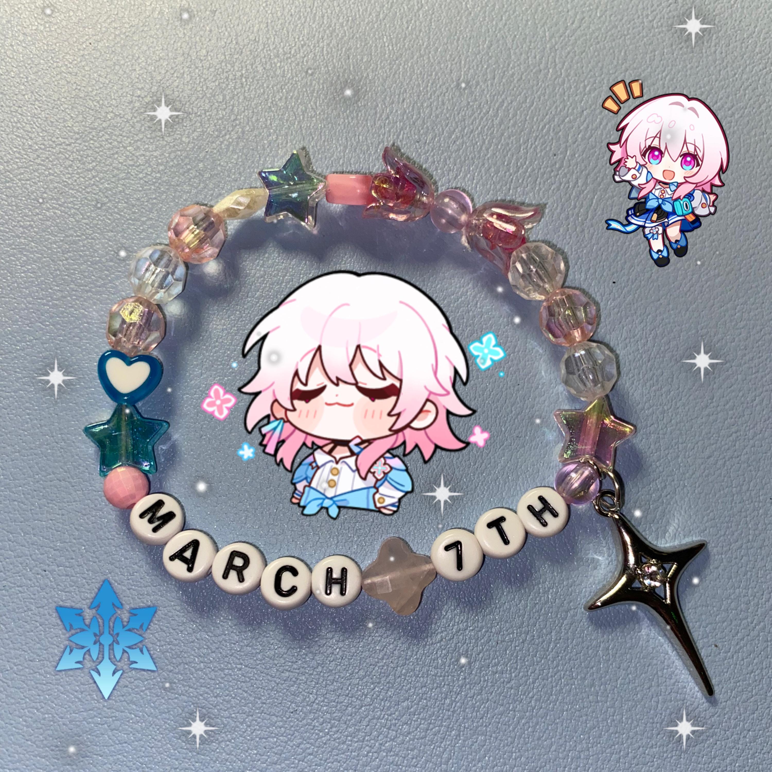 March 7th Honkai Star Rail Real Rose Quartz Beads Bracelet HSR Jewelry ...