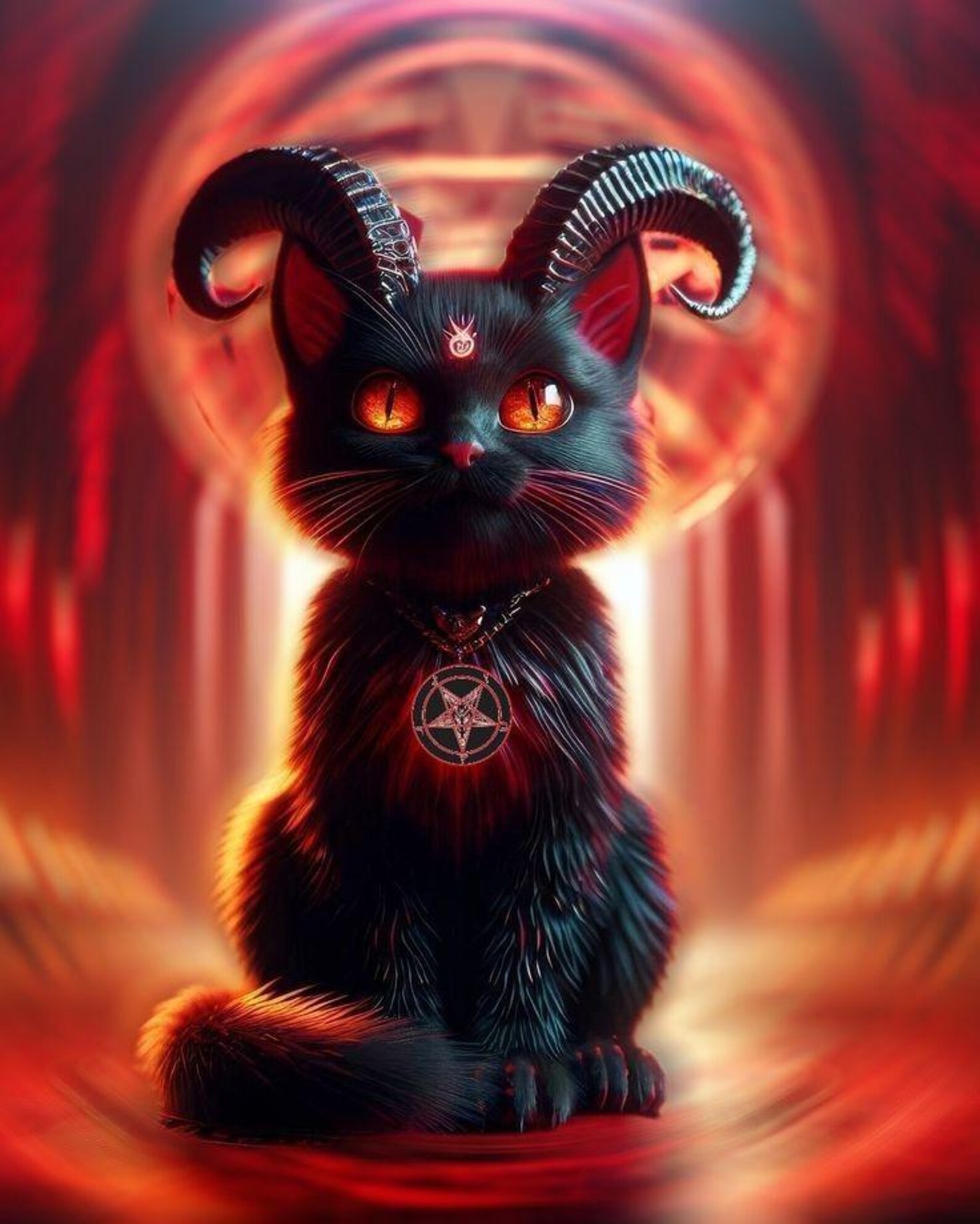 Shadow Cat Familiar Spirit Guide | Mystical Horned Cat Companion ...