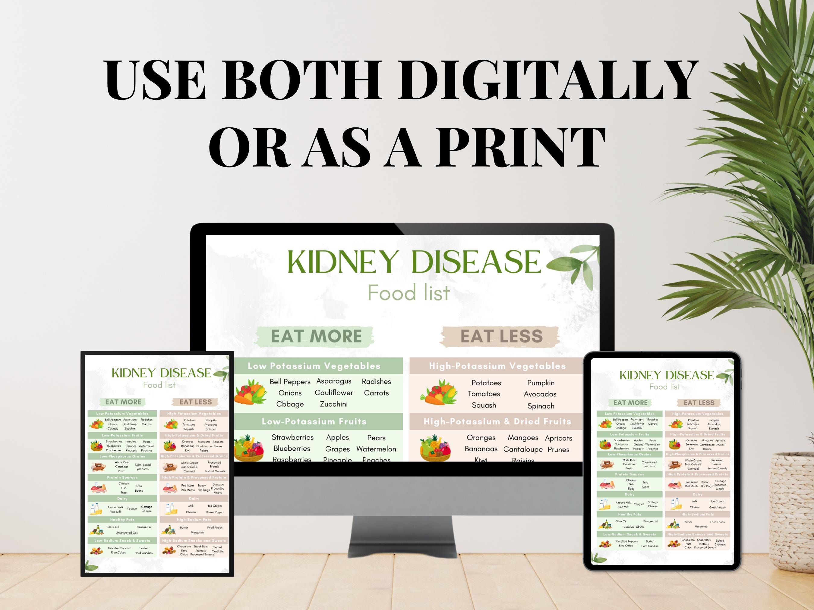 Kidney Disease Food List, Kidney Diet Meal Plan Food Chart, Kidney ...