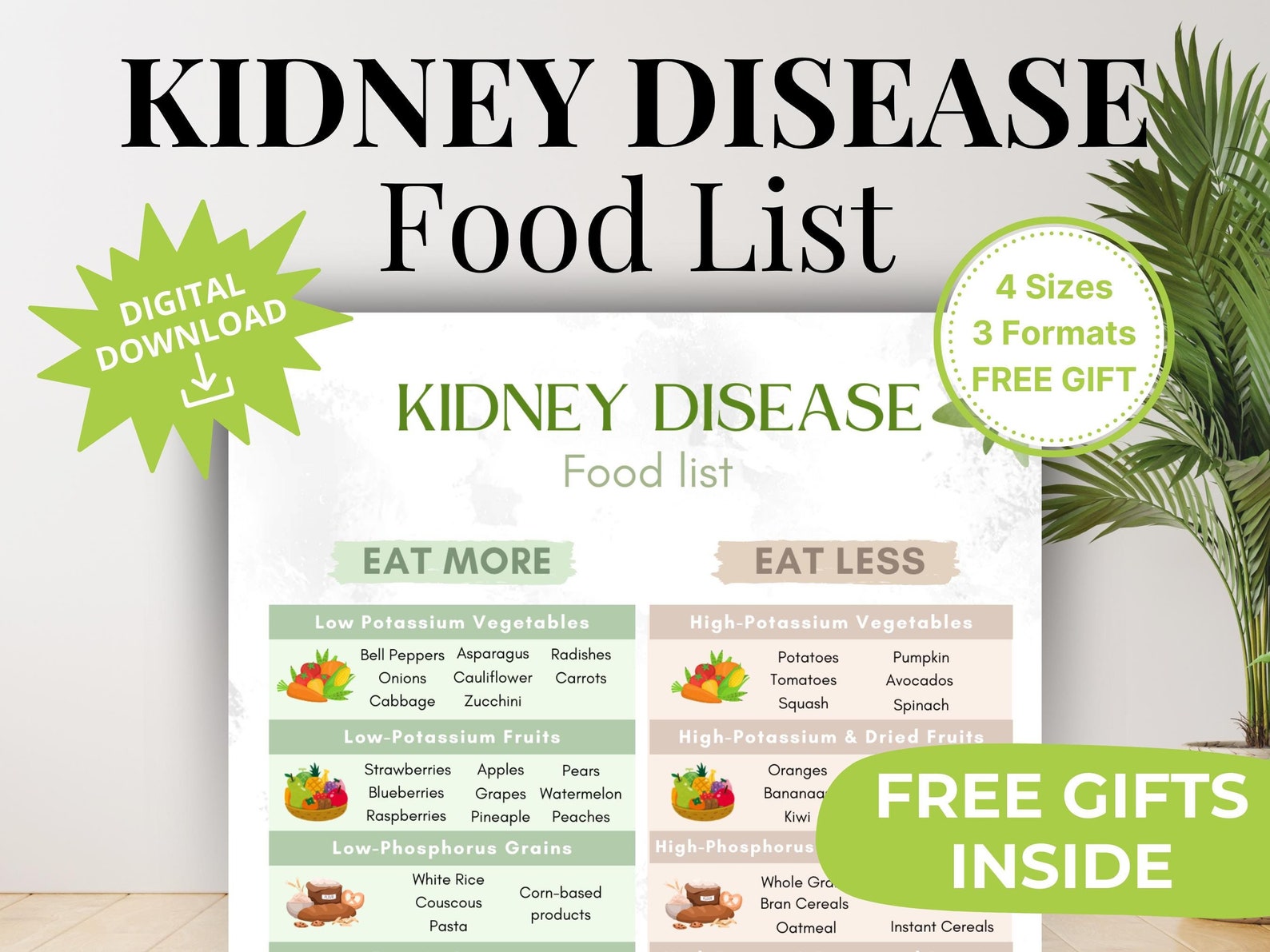 Kidney Disease Food List, Kidney Diet Meal Plan Food Chart, Kidney ...