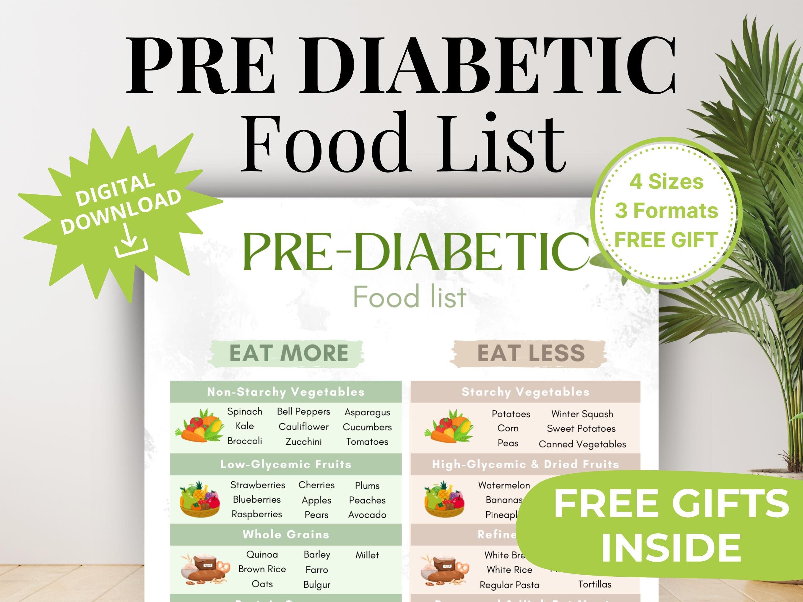 Pre Diabetic Food List, Diabetic Diet Meal Plan Food Chart, Diabetic ...