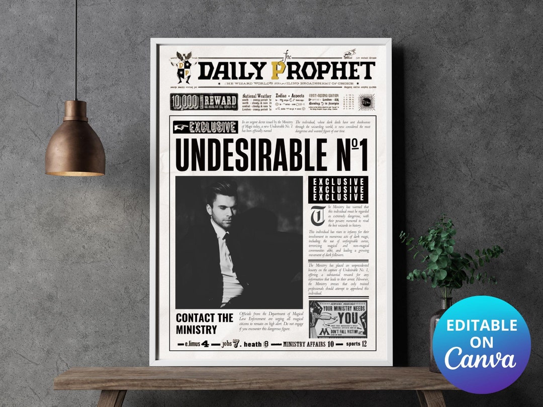 Custom Undesirable Number One Printable Daily Newspaper Template Card ...