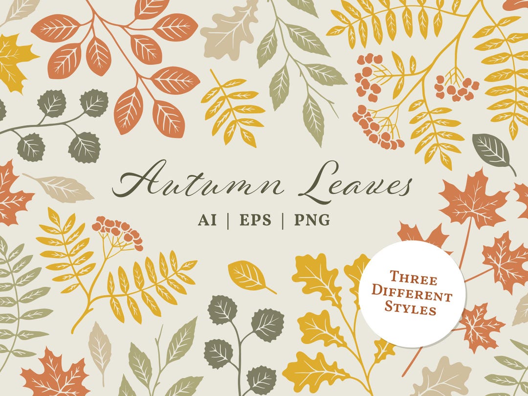 Autumn Leaves Clipart Digital Download. AI, EPS, PNG Fall Elements ...