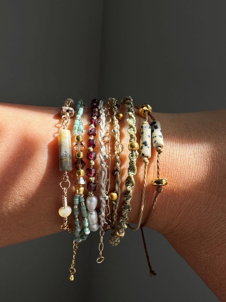 Boho Stacking Bracelets, Handmade Beaded, Braided & Woven Earthy Cord ...