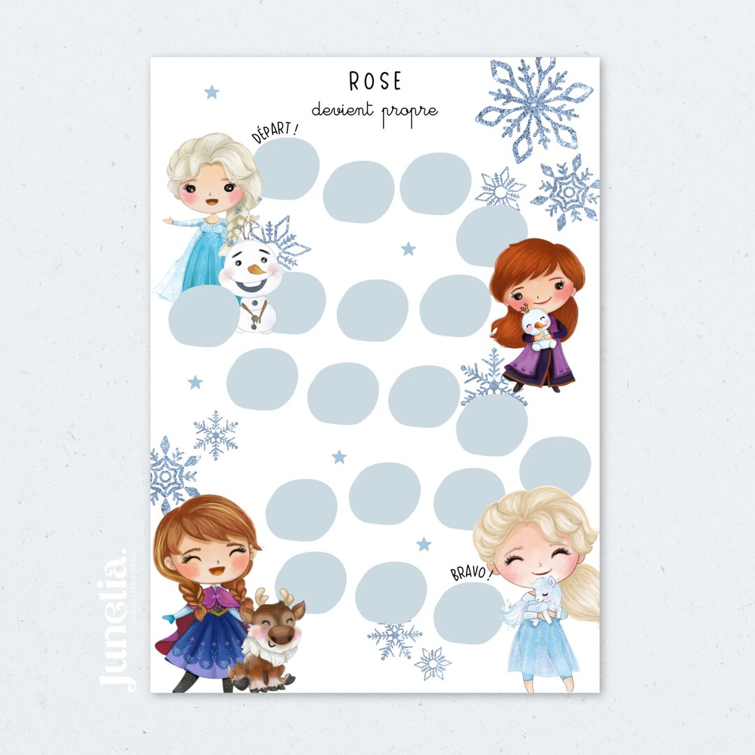 Potty Training Chart for Children, Frozen Learning Chart, Personalized ...