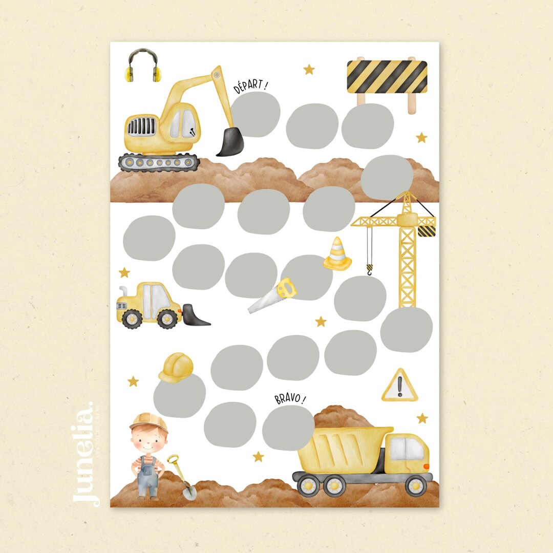 Potty Training Chart for Children, Construction Site Training Chart ...