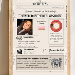 Custom Birthday Newspaper Template, Editable Newspaper Birthday ...