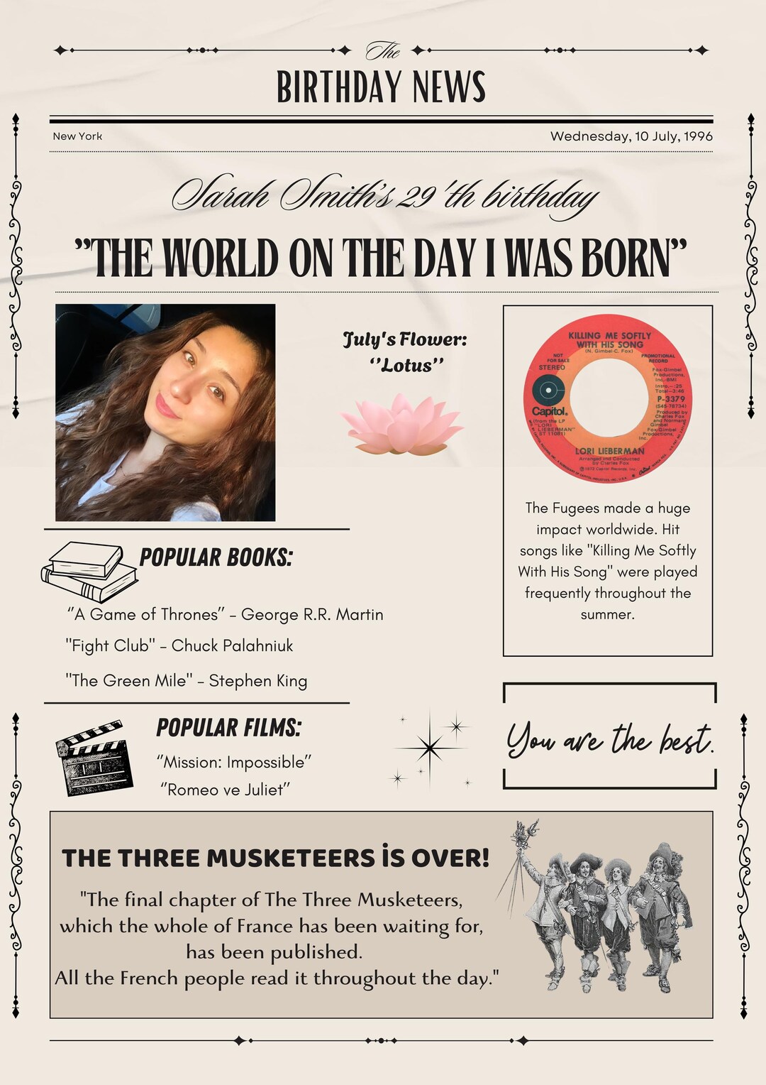 Custom Birthday Newspaper Template, Editable Newspaper Birthday ...