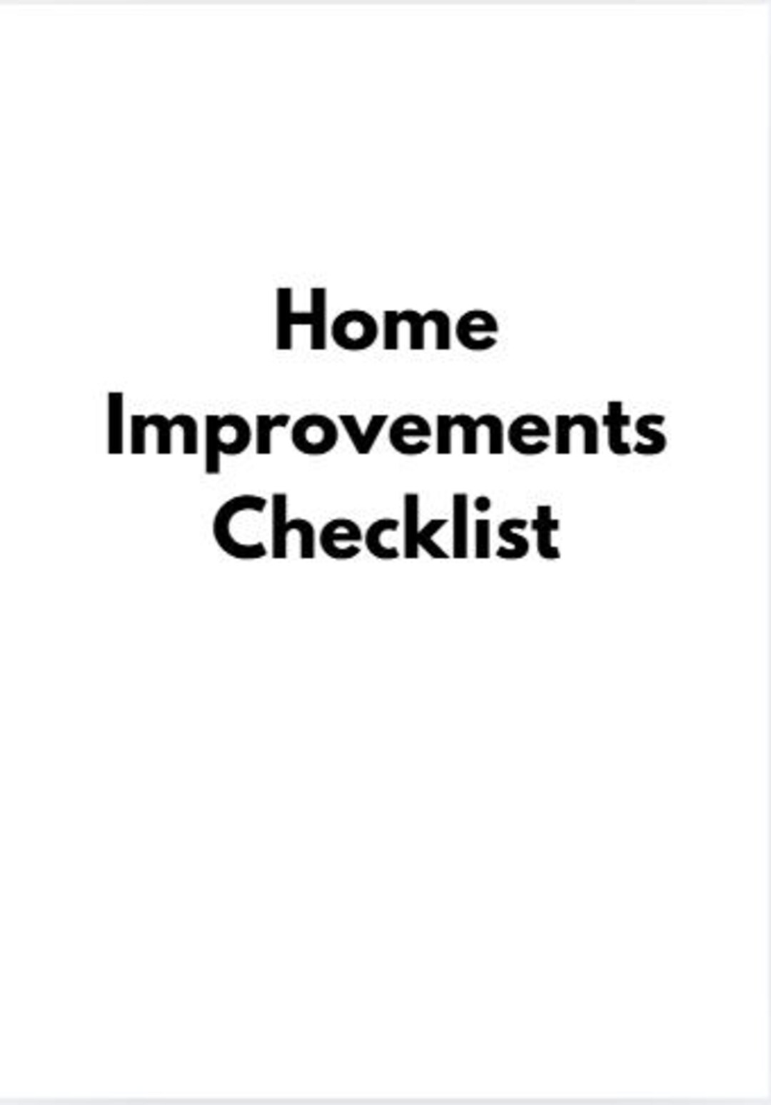 Home Improvements Checklist for Houses - Etsy