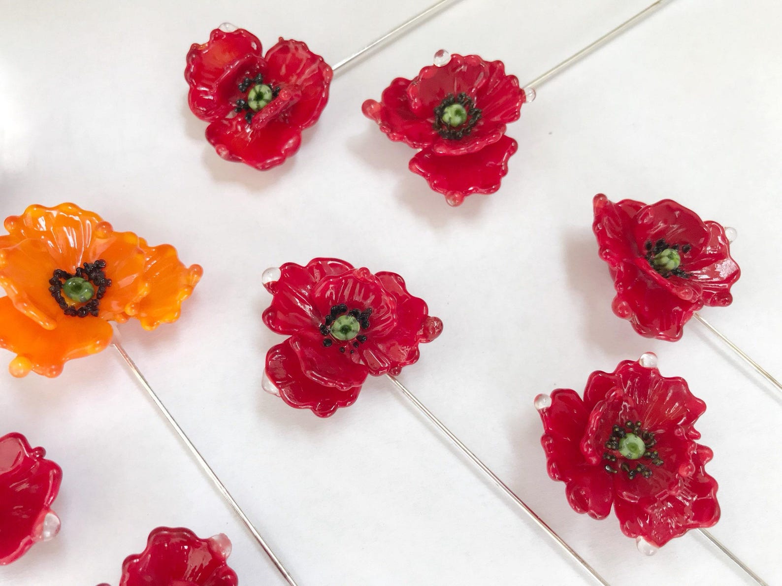 Lampwork Poppy Pin – Remembrance Day Handmade Brooch (made to Order ...