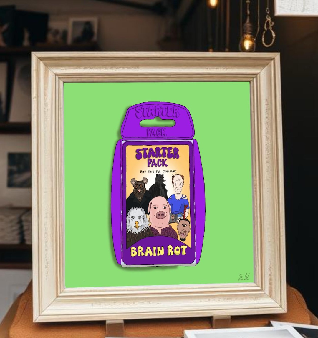 John Pork Tim Cheese Digital Art. Square Print. Cards Game Brainrot ...