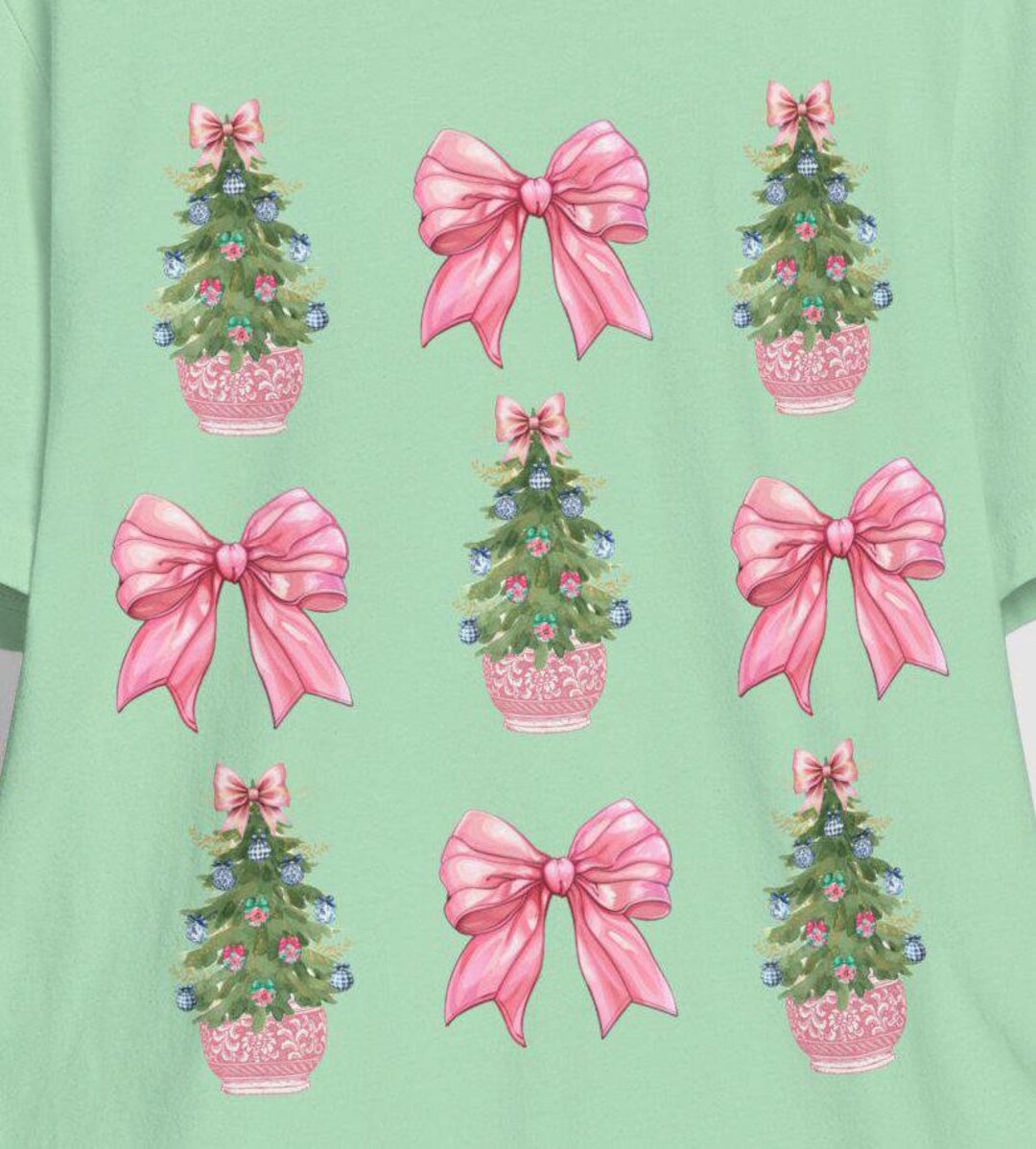 Coquette Clothes Y2K Christmas Tree Shirt / Pink Coquette Bows ...