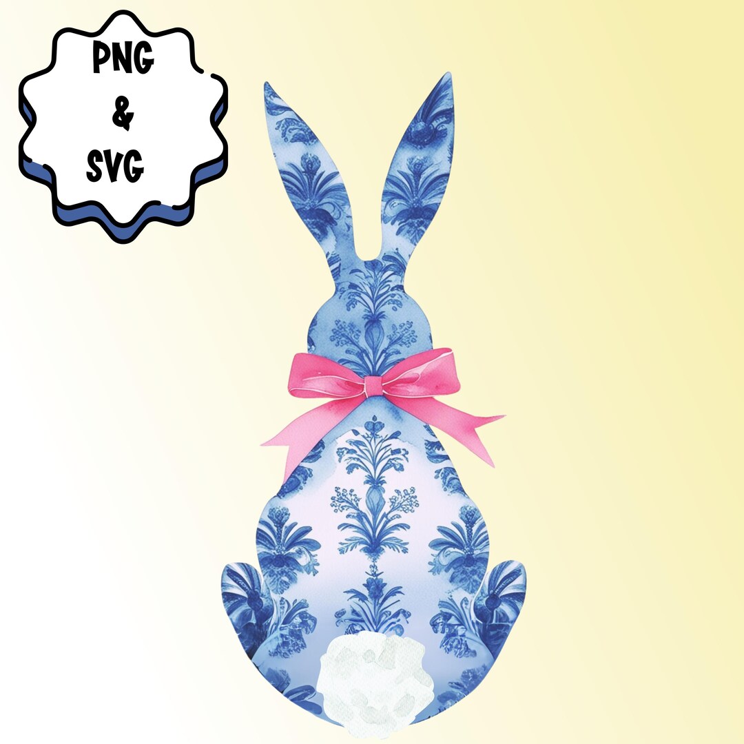 Easter Clipart, Bunny Rabbit PNG SVG, Toile Easter Bunny Clipart, Blue ...