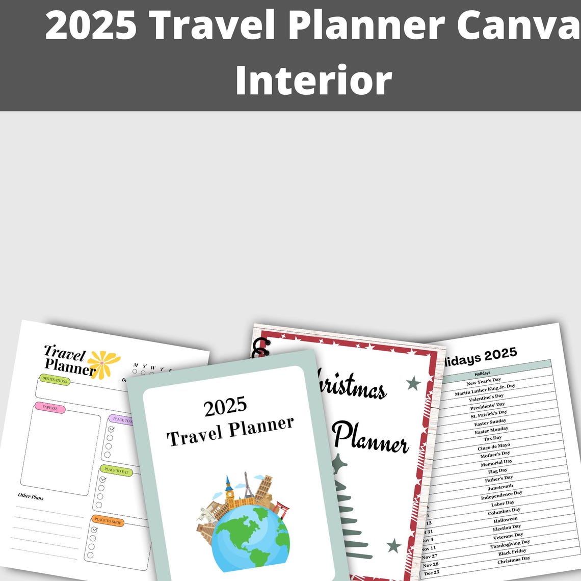 2025 Travel Planner Canva Interior | Digital Travel Journal | Editable ...