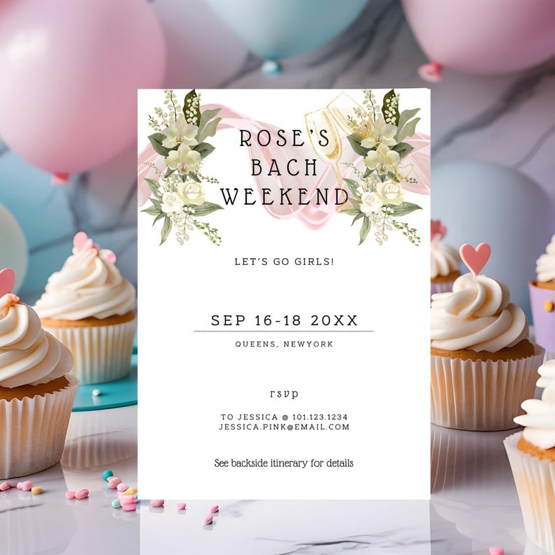Editable Bachelorette Party Invitation & Itinerary | Fun Digital ...