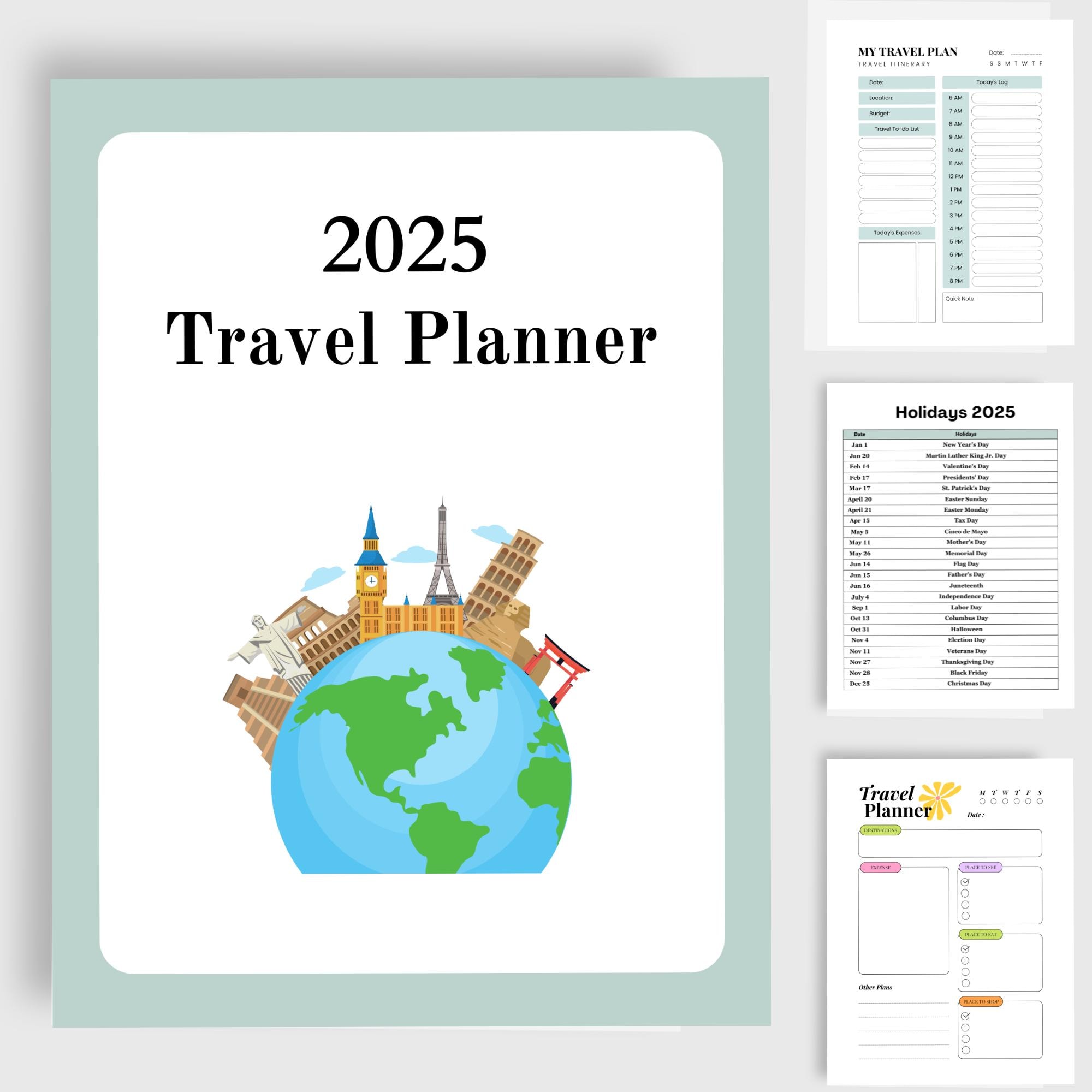 2025 Travel Planner Canva Interior Digital Travel Journal Editable Trip ...