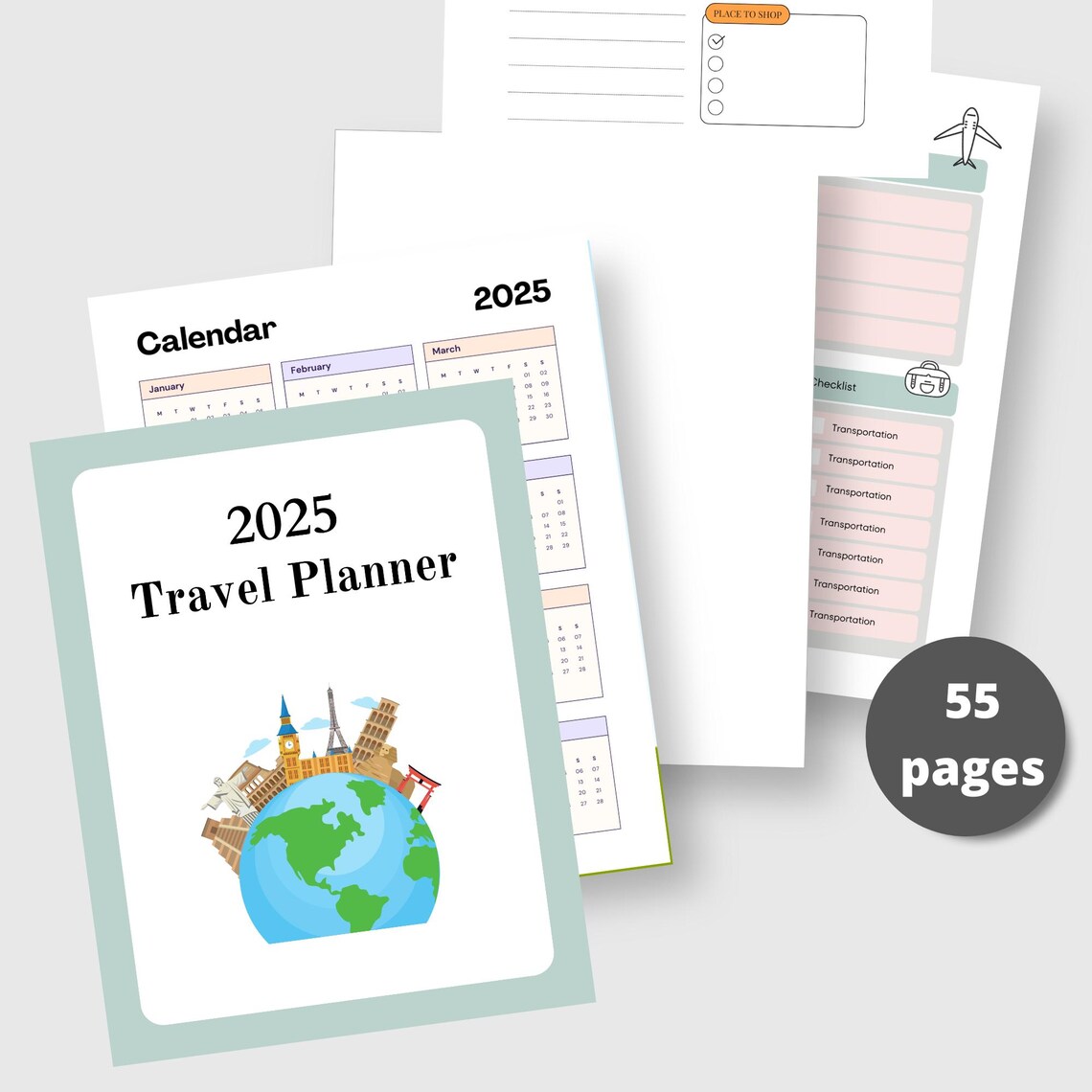 2025 Travel Planner Canva Interior | Digital Travel Journal | Editable ...